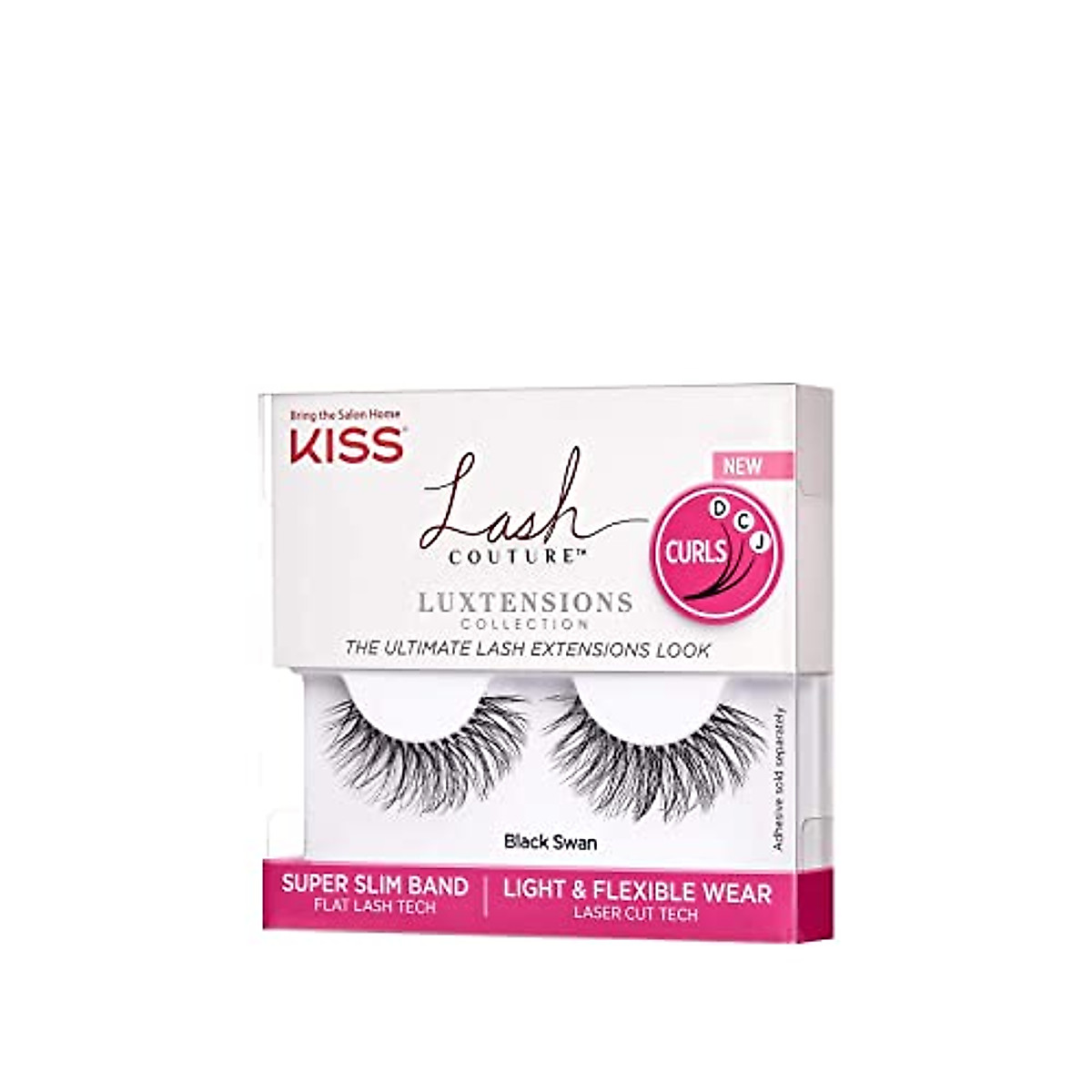 KISS Lash Couture LuXtensions Collection False Eyelashes, Flat Lash Technology, Real Lash Extension Fibers, Reusable, Contact Lens Friendly Strip Lashes, Style 'Black Swan', 1 Pair