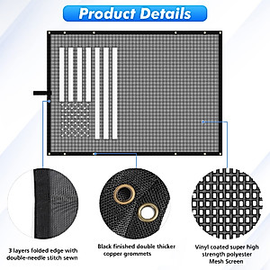 Jimen for TJ Sun Shade, Mesh Bikini Top Sunshade Compatible with Jeep Wrangler TJ 1997-2006 (American USA Flag)