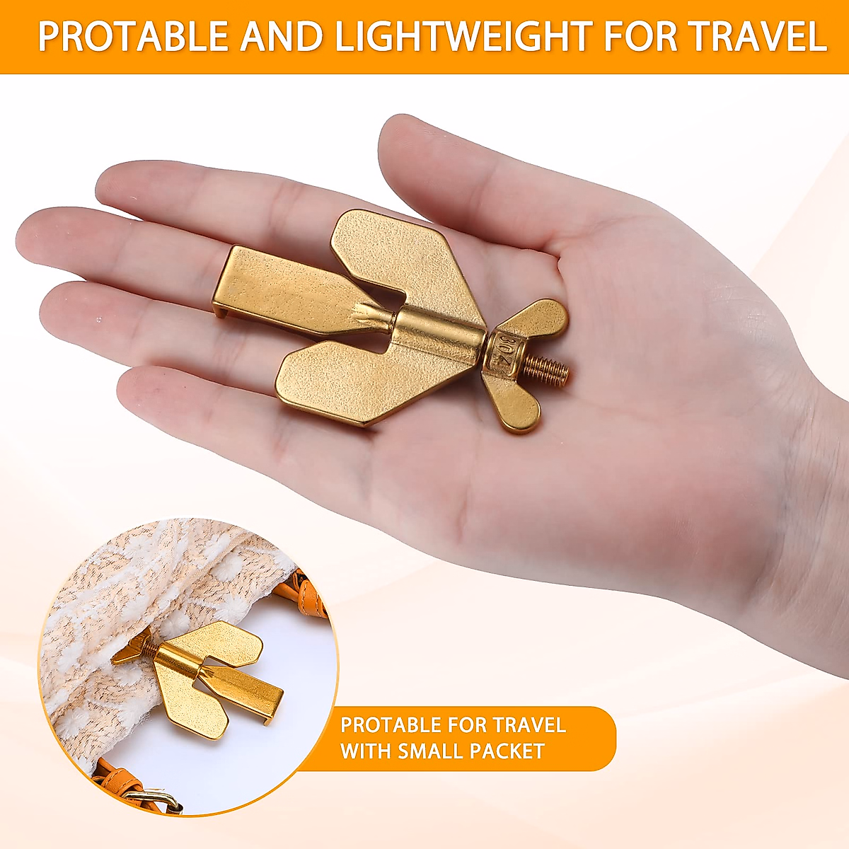 Hotop Door Lock 3 in 1 Door Lock for Travel Door Security Door Locks Devices for Additional and Privacy Safety Door Lock Security Devices for Home Hotel School Apartment College (1 Pcs) Gold