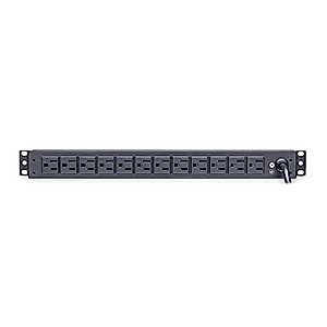 CyberPower PDU15B6F12R Basic PDU, 100-125V, 15A (Derated to 12A), 18 Outlets, 1U Rackmount