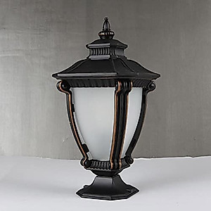 MODEBHD Continental Aluminum Bronze Glass Lantern Outdoor Table Lamp Column Light Aluminum IP54 Waterproof Villa Patio Park Garden Lawn Street Post Light E27 Decoration Illumination Bollard Lamps
