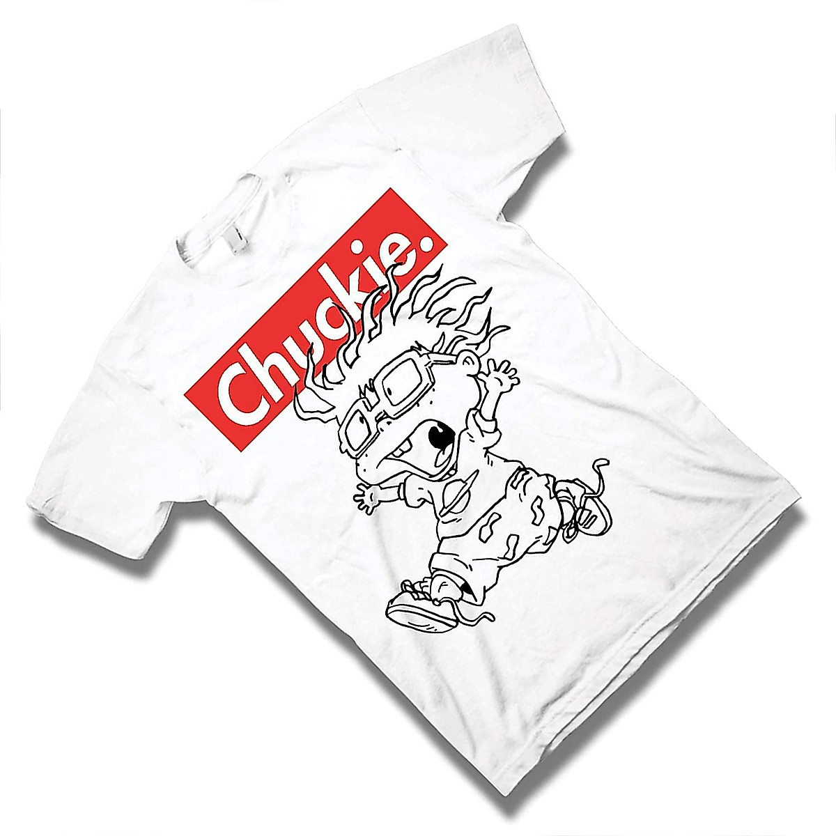 Nickelodeon Mens 90's Classic Shirt - Rugrats Chuckie Classic T-Shirt (White, Medium)