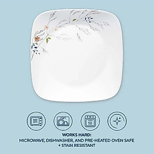 Corelle Adlyn 16pc, Service for 4, Dinnerware Set, 8 plates bowls, Chip & Break Resistant, Dinner Plates and Bowls, Corelleware White, Blue, Orange, Green