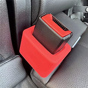 BELOMI 2 Pack Seat Belt Buckle Holder, Easy Access to The Buckles of Rear Seats, Silicone Seat Belt Buckle Booster Suitable for Kids, Car Seatbelt Holder Makes Receptacle Upright Buckling (Red)