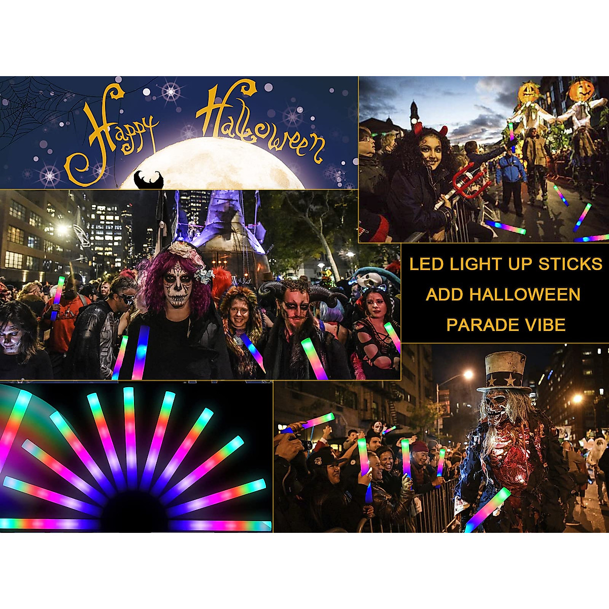 16" Foam Glow Sticks, 50 PCS, A Hit As Christmas Party Favors for Crazy Teen 12+: Durable & Reusable, Safety Lightsaber, Led Lights Glow in the Dark Party Supplies for Birthday | Wedding | Pool