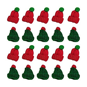 BESTOYARD 20pcs Mini Beanie Tiny Knit Hats for Crafts Handmade Mini Hat Tree Ornaments Miniature Knitted Hats Cute Doll Hat Small Santa Hats Decor Bottle Knitting Wool Cell Phone