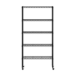 Furinno Wayar 5-Tier Metal Storage Shelf Rack, 30 x 14 x 60, Black