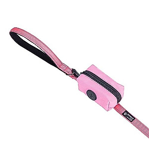 EXCELLENT ELITE SPANKER Strong Durable Nylon Dog Training Leash Traction Rope 5 Feet Long 3/4" Wide with Poop Bag Holder for Small Dogs(Pink)