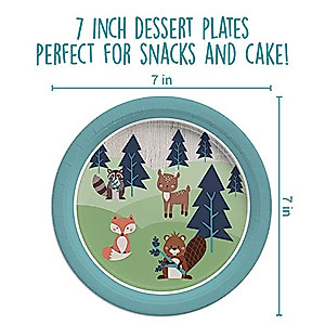 Woodland Animal Birthday Party Supply Set | Super Cute, All-In-One 120 Piece Set Includes Plates, Cups, and Napkins | Serves 24 Guests | Forest Creature Theme Perfect for Birthdays or Baby Showers