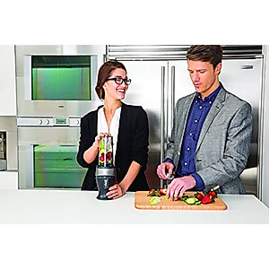 Ninja Personal Blender for Shakes, Smoothies, Food Prep, and Frozen Blending with 700-Watt Base and (2) 16-Ounce Cups with Spout Lids (QB3000SS) (Renewed)