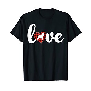 Funny Buffalo Plaid Love Bichon Frise Dog Valentine's Day T-Shirt