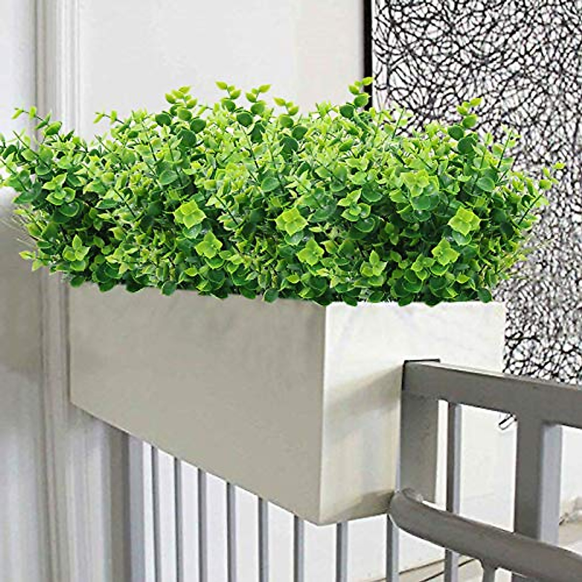 ElaDeco Artificial Boxwood (Pack of 7),Artificial Farmhouse Greenery Boxwood Stems Fake Plants and Greenery Springs for Farmhouse,Home,Garden,Office,Patio,Wedding and Indoor Outdoor Decoration