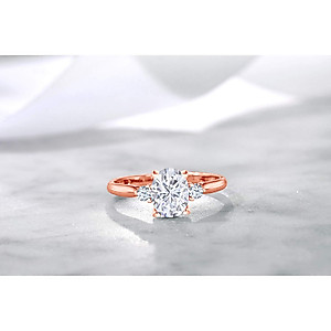 10K Rose Gold Forever Classic Moissanite by Charles & Colvard and Created Sapphire Engagement Solitaire Ring For Women | 1.60 Cttw | Available in size 5, 6, 7, 8, 9
