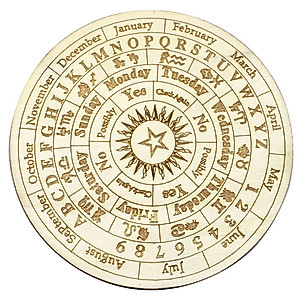 LIZHOUMIL Wooden Pendulum Board Dowsing Divination,Round Metaphysical Message Board Wooden Carven Decorative Board Witchcraft Wiccan Altar Supplies Kit Beginner Witchcraft Supply 10 Inch Large