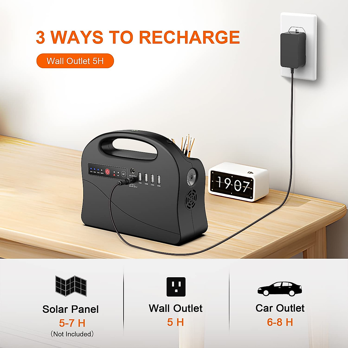 Enginstar Portable Power Station 120Wh, 100W Solar Generator with 110V AC Outlet, 40W Solar Panel, Foldable Solar Panel for Portable Power Station