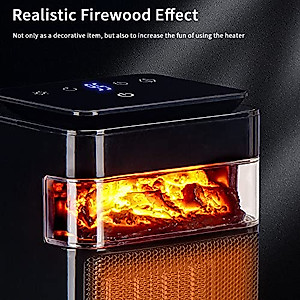 Uthfy Electric Space Heater,1000W/1500W Quiet PTC Ceramic Portable Heater,Fireplace Desk Heater with Thermostat,24H Timer,Oscillation,Overheat Tip-over Protection, Black, 5.9*4.9*10.5 " (HPC-1510YL)