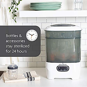 Baby Brezza Bottle Sterilizer and Dryer Advanced – HEPA Filter And Steam Sterilization – Dries 33 Percent Faster Then Original - Universal Fit up to 8 Baby Bottles And 2 Sets of Pump Parts (Any Brand)