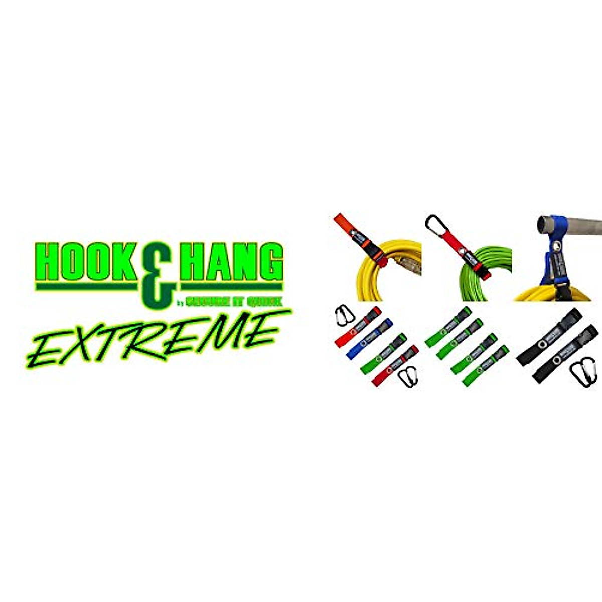 SECURE IT QUICK - Hook & Hang Strap Storage & Organizer - Hang Hoses, Cords, Tools, Drills, Ladders & More. Another Incredible Organizer! (2 PK - W/Hooks, Black)