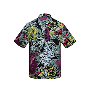 Havana Breeze Men's Hawaiian Button Shirts Breathable & Luxurious Silk Blend Short Sleeve Blouse for Vacation Safflower XXL