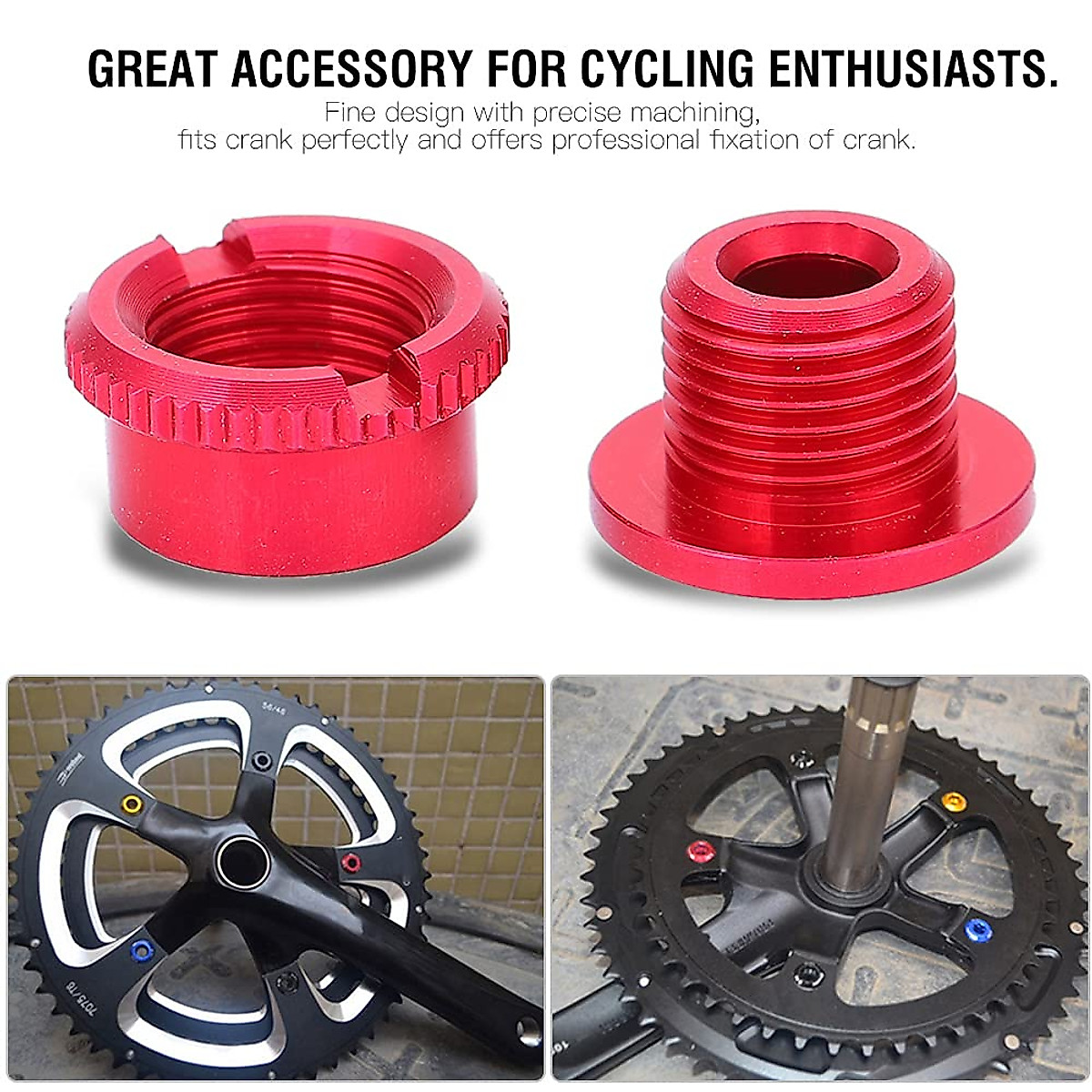 Crank Bolts Aluminum Alloy Crankset Single Chainring Bolts and Nuts for Outdoor Mountain Road (Red)