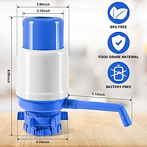 Manual Water Dispenser for 5 Gallon Bottle – Hand Press 5 Gallon Water Dispenser, Universal Fit for 2-5 Gallon Crown Top Jugs - 3 Tube Lengths, Protective Spout Cap, Cleaning Brush, BPA-Free