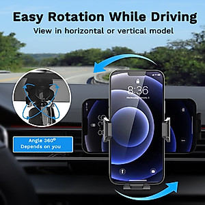 Uniwit Car Air Vent Phone Mount,Metal Steel Hook,Ultra Stable & Secure,Easy Operation,360°Rotation,Case Friendly,Compatible for All iPhone Series and Other 4-7 Inches Cellphone.