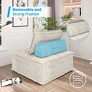 Mjkone Modular Sofa 3PCS Free Combination Armless Floor Sofa Chair Comfy Floor Couch with Removable Back Cushion Variable Sectional Sofa Couches for Living Room Apartment Office Small Space, Beige