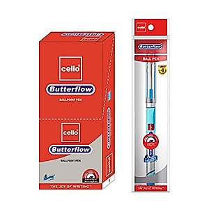 Cello Butterflow Ball Pen Set - Pack of 10 (Blue)