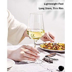 JBHO Polishing Cloth, Wine Glasses Polishing Cloths and 17 oz Lead-Free Wine Glasses Set of 4, Hand Blown Durable Crystal Wine Glasses