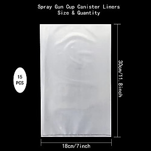 15 Pieces Sprayer Cup Liners,Paint Sprayer Bags,Paint Sprayer Parts Transparent Spray Gun Cup Canister Liners for HVLP Paint Sprayer Paint Sprayer Accessories (15, 7 x 11.8 inch)