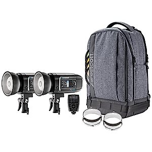 Westcott FJ400 Strobe 2-Light Backpack Kit with FJ-X3 M Universal Wireless Trigger Compatible with Most Camera Brands - 400Ws TTL HSS AC/DC Powered 480+ Full Power Flashes (US/CA Plug)