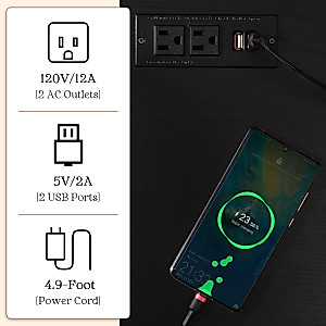 FORAOFUR End Table with Charging Station, Black Side Table with USB Ports and Outlets, Small Side Table Narrow Side Table for Living Room, Bedroom and Office, Small Nightstand with Charging Station