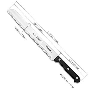 Humbee Chef Serrated Bread Knife For Home Kitchens 10 Inch Black