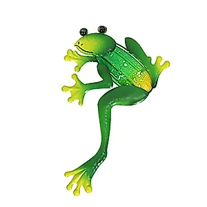 LIFFY Metal Frog Wall Decor Garden Frog Outdoor Decor Indoor Room Home Glass Wall Art Hanging Decorations Fence Decorative Ornaments Outside for Porch,Patio,Yard