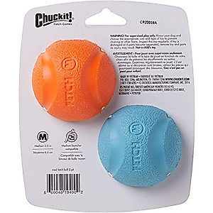 Chuckit! Medium Fetch Ball 2.5", 2 Pack (Colors Vary)