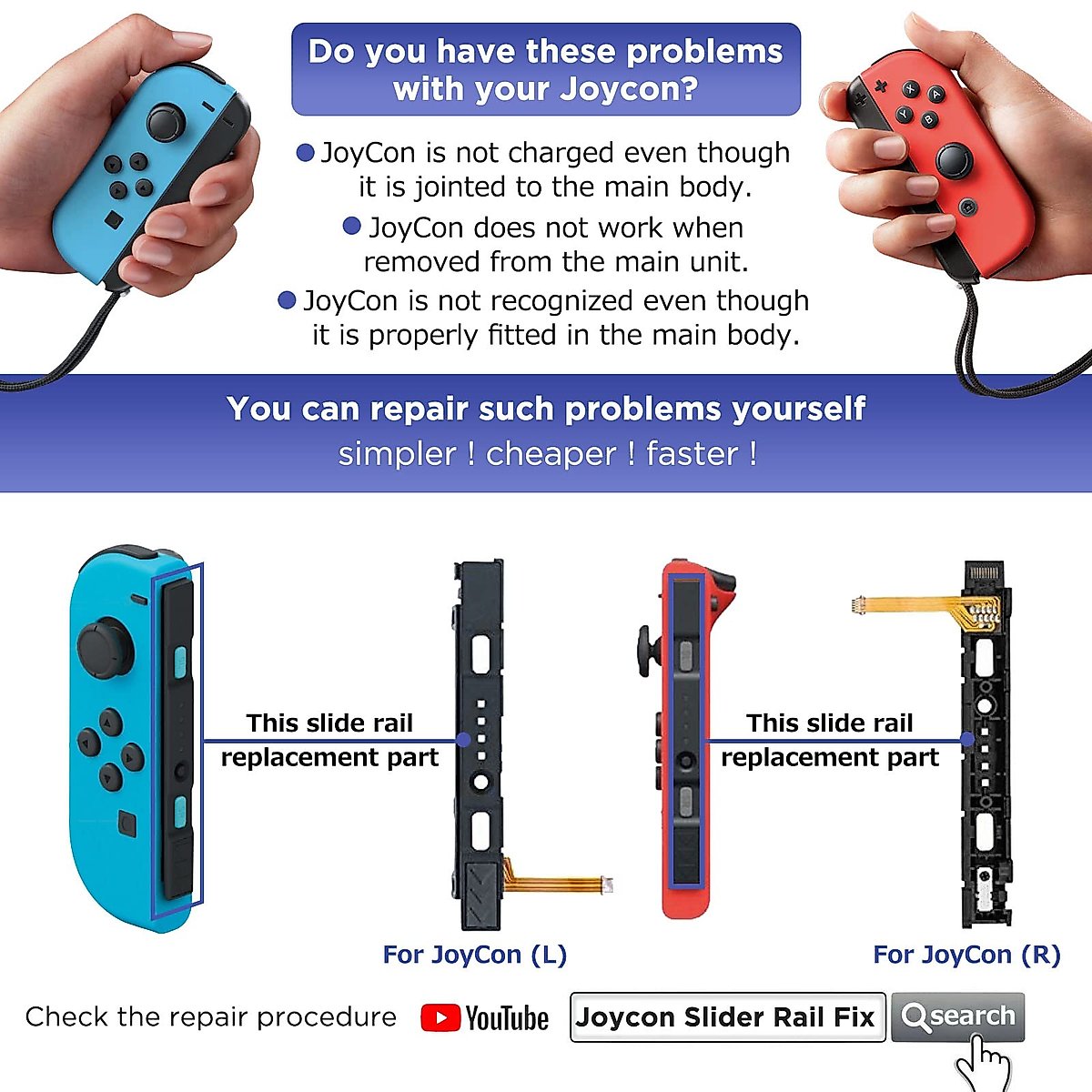 GeeRic, Joycon Joystick Replacement, 34 PCS Joycon Repair Kit Compatible with Switch OLED, Joycon Repair Kit Joystick Replacement Parts Set Compatible with Switch