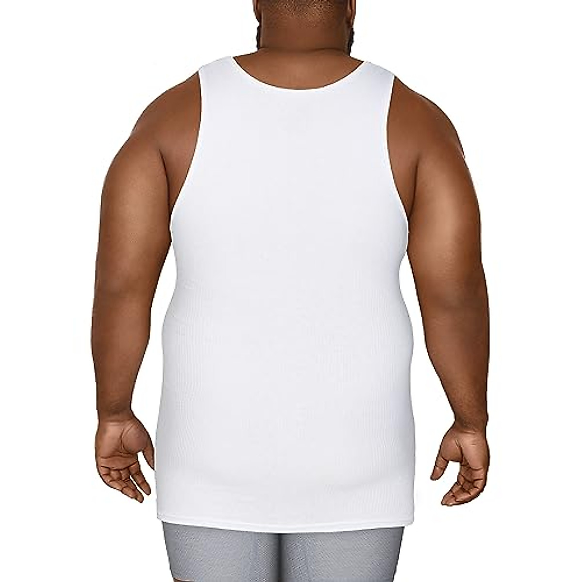 Fruit of the Loom Men's Sleeveless Tank A-Shirt, Tag Free & Moisture Wicking, Ribbed Stretch Fabric, Big Man-6 Pack-White, 4X-Large