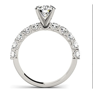 14k White Gold 2 1/2 Ct Diamond Round-Cut Engagement Ring Matching Wedding Band Set Women's