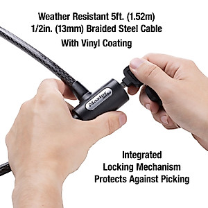Master Lock 8364DCC Cable Bike Lock with Key, 5 ft. Long, Black