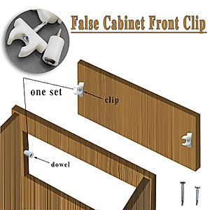 fallingstar False Cabinet Clips Tip-Out Sink Cabinet Clips - Universal False Front Fasteners for Drawer/Cabinet with Snap Mechanism - Hardware Replacement Set Includes Screws (4 White)