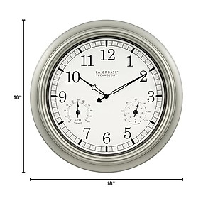 La Crosse Technology WT-3181PL-Q Quartz Indoor/Outdoor Wall Clock, 18"