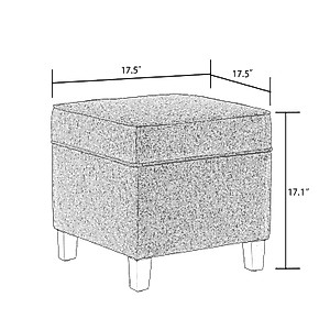 Edeco Square Fabric Storage Ottoman Footstool Comfortable Seat with Thick Sponge, Blue