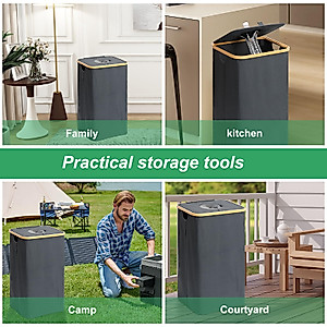 LCZNXJJY Recycling Bin for Kitchen, 110l Recycle Bin w Lid & Reusable Inner Bag Kitchen Recycling Bin Items Collection Container for Indoor Home Bottle Can Glass Waste Plastic Stickers (Grey)