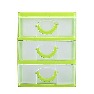 TOPINCN Plastic 3 Drawer Jewelry Box, Compact Storage Organization Drawers Set for Cosmetics, Dental Supplies, Hair Care, Bathroom, Office, Dorm, Desk, Countertop(3 Layers of Green)