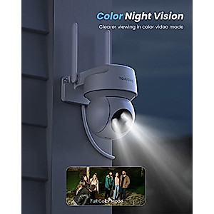 TOAIOHO 2K Security Camera Outdoor, Camera for Home Security Outside with Color Night Vision, Motion Detection and Alarm, 2-Way Talk, IP66 Waterproof, 360°Viewing,SD Card & Cloud Service