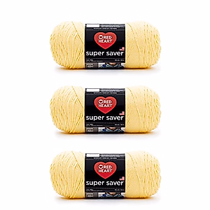 Red Heart Super Saver Lemon Yarn - 3 Pack of 198g/7oz - Acrylic - 4 Medium (Worsted) - 364 Yards - Knitting/Crochet
