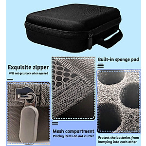 JJYHEHOT Battery Organizer Storage Bag, Safe Neat Shockproof Hard Portable Batteries Case, Holds 40 AA and AAA Batteries with Mesh Pocket for Chargers