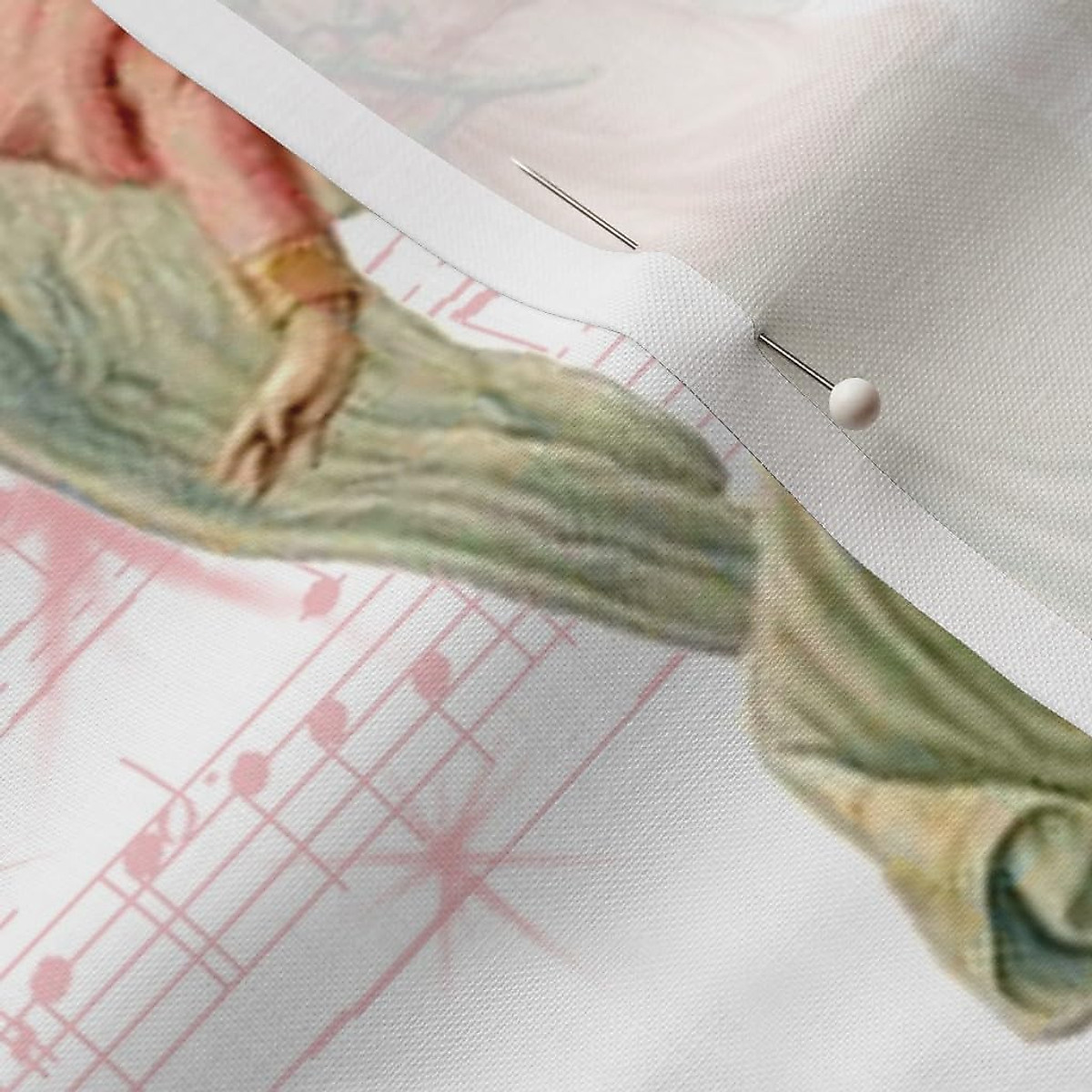 Spoonflower Fabric - Angels High Christmas Victorian Music Stars Pink White Cloth Printed on Petal Signature Cotton Fabric by The Yard - Sewing Quilting Apparel Crafts Decor
