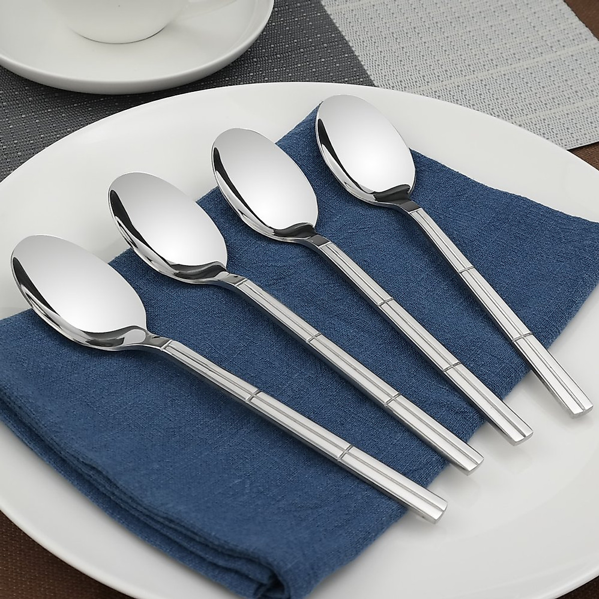Lesbin Stainless Steel Flatware Dessert Spoon, Set of 12