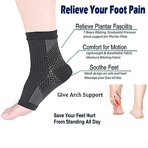 VQRZG Neuropathy Socks for Women and Men, 4Pairs Soothe Relief Compression Socks, Ankle Brace for Plantar Fasciitis Sleeve Soothe(L/XL)